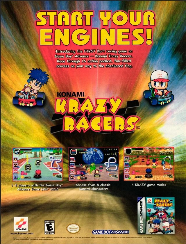 Konami Krazy Racers - videogames advert (2001) - GBA... - 1-2 with the ...