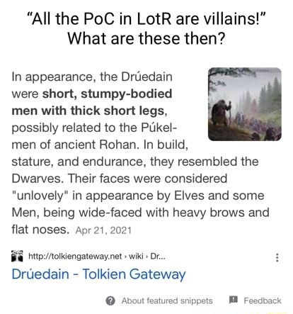 "All the PoC in LotR are villains!" What are these then? In appearance ...