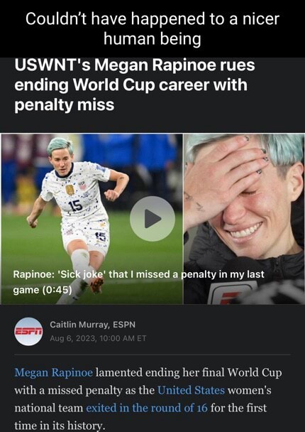 Couldn't have happened to a nicer human being USWNT's Megan Rapinoe ...
