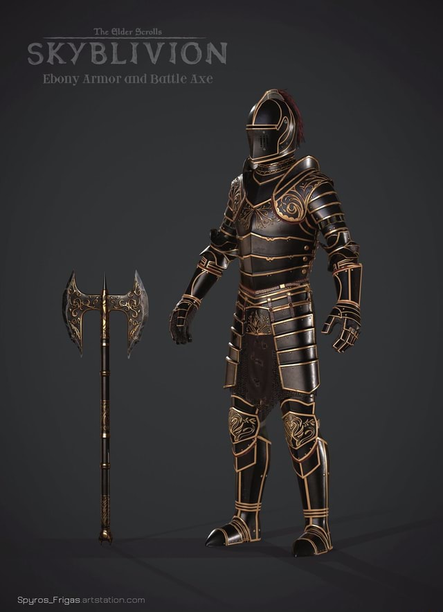 The 3D Ebony Armor by Spyros Frigas for the Skyblivion project. Been a ...