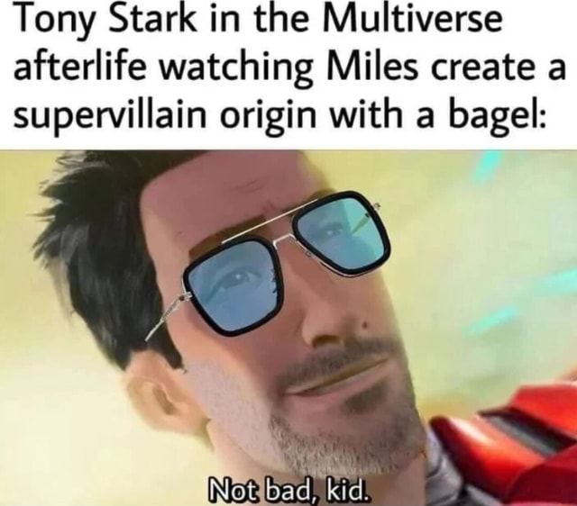 Tony Stark in the Multiverse afterlife watching Miles create a ...