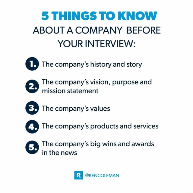5 THINGS TO KNOW ABOUT A COMPANY BEFORE YOUR INTERVIEW: The company's ...