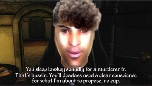 You sleep lowkey soundly for a murderer fr. That's bussin. You'll ...