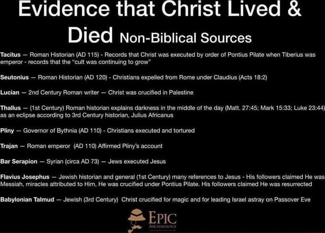 Evidence that Christ Lived & Died Non-Biblical Sources Tacitus - Roman ...