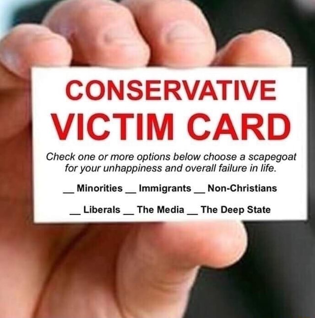 CONSERVATIVE VICTIM CARD Check one or more options below choose a ...
