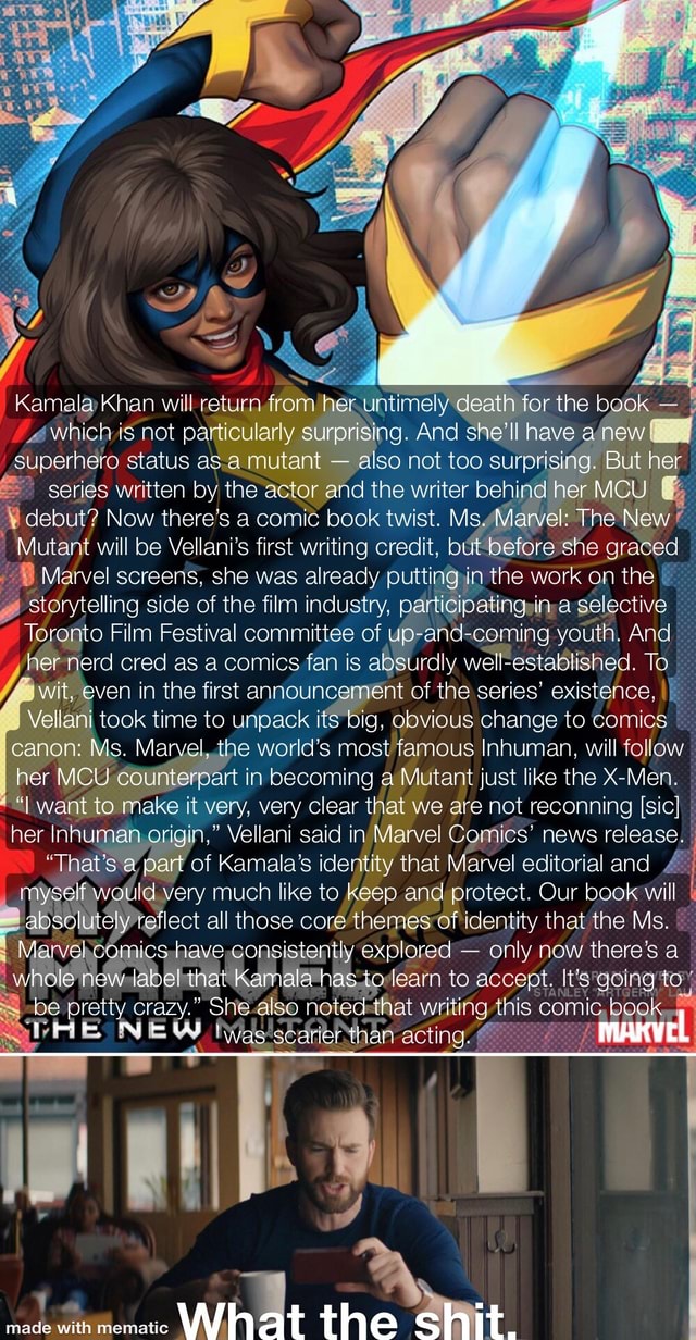 Kamala Khan will return from her untimely death for the book - which is not particularly ...