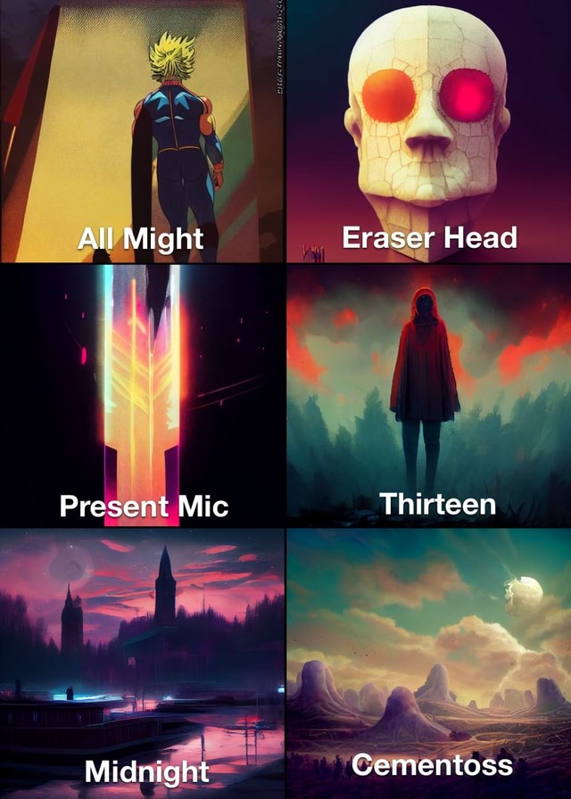 All Might Present Mic Midnight Eraser Head Thirteen Cementoss - iFunny All Might Present Mic Midnight Eraser Head Thirteen Cementoss - iFunny