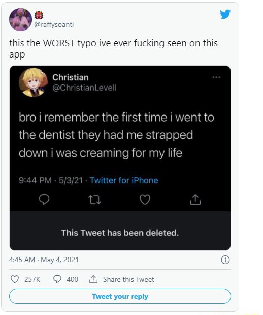 This the WORST typo ive ever fucking seen on this app ell Christian bro ...