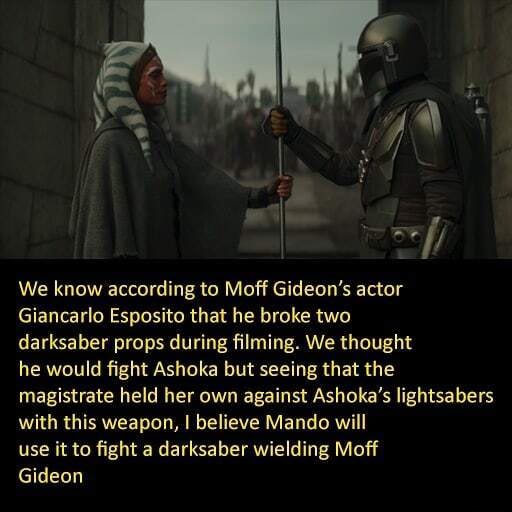 We know according to Moff Gideon's actor Giancarlo Esposito that he ...