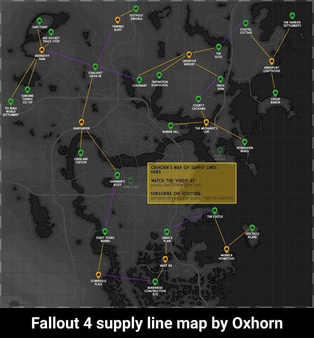 Fallout 4 supply line map by Oxhorn - Fallout 4 supply line map by Oxhorn - iFunny