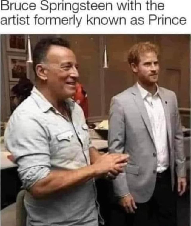 Bruce springsteen with the artist formerly Known as Prince - iFunny