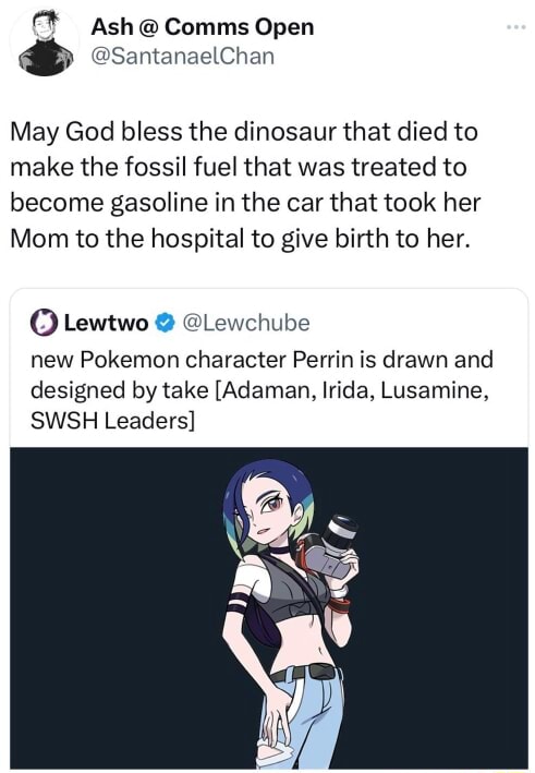 Ct Ash @ Comms Open @SantanaelChan May God bless the dinosaur that died to make the fossil fuel ...