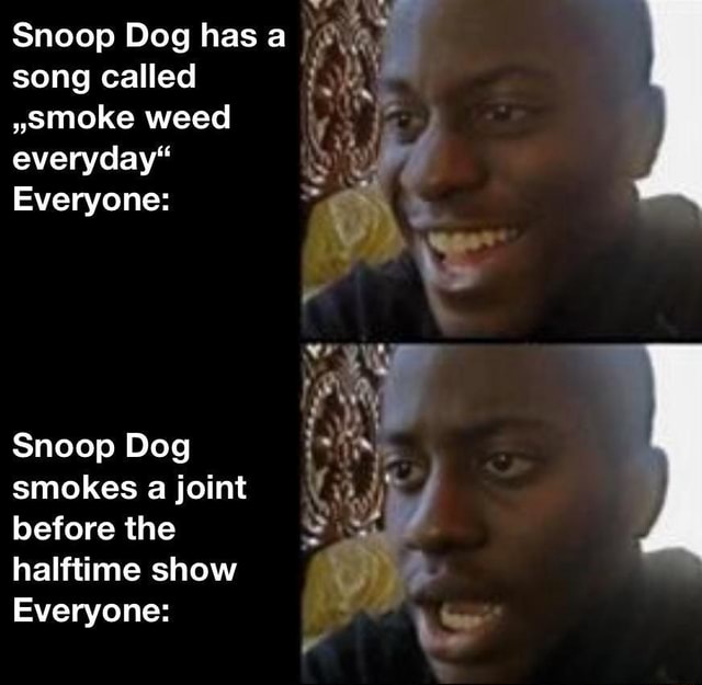 Snoop Dog has a song called "smoke weed everyday" Everyone: Snoop Dog ...
