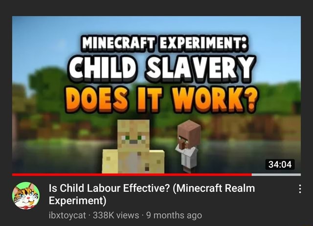 MINECRAFT EXPERIMENT: CHILD SLAVERY DOES IT WORK? Is Child Labour ...