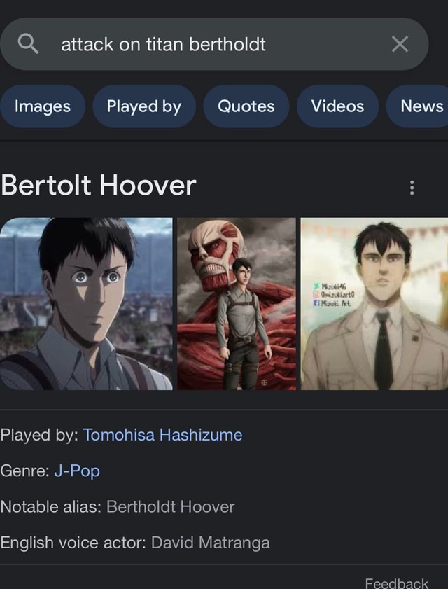 Attack on titan bertholdt Images Played by Quotes Videos News I Bertolt ...