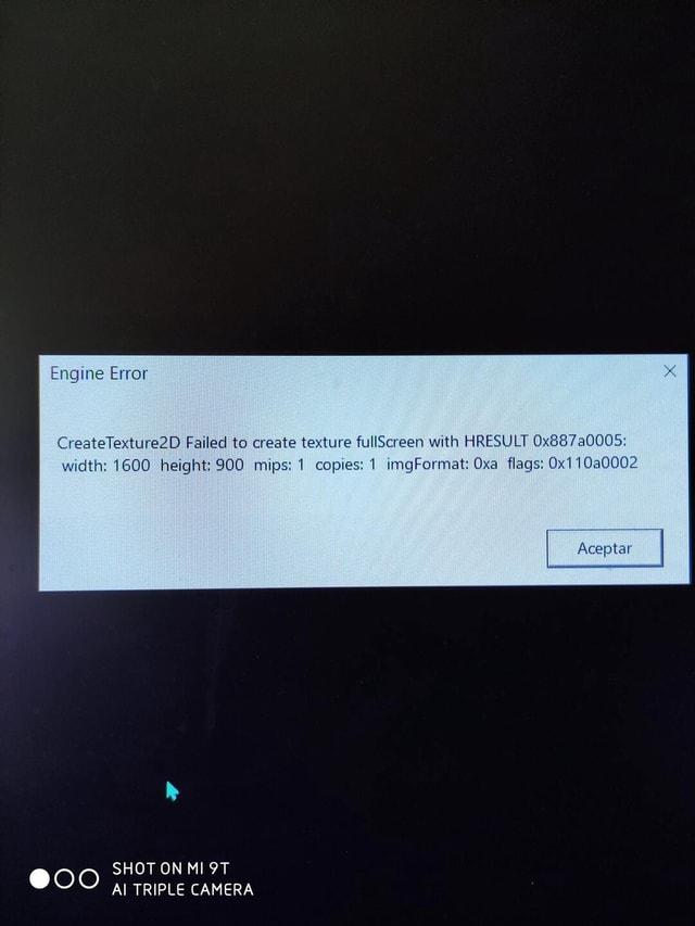 CreateTexture2D Failed to create texture fullScreen with HRESULT 0x887a0005: width: 1600 height ...