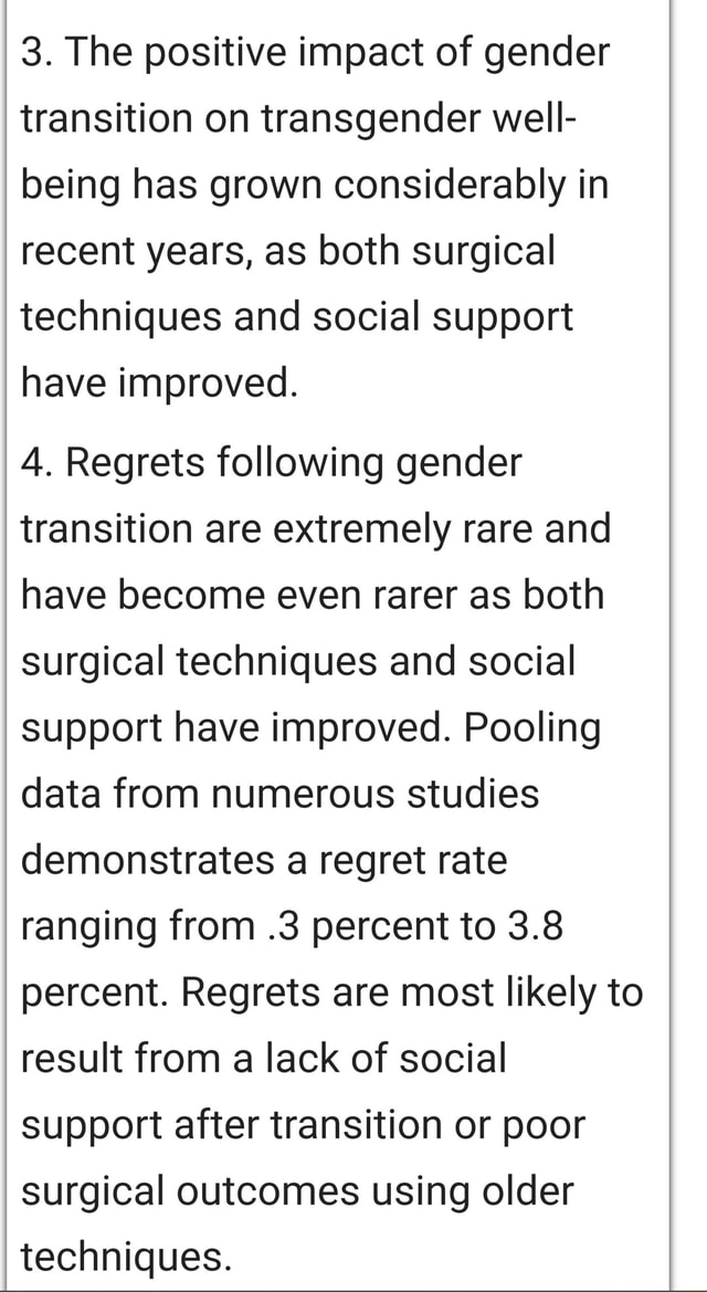 3. The positive impact of gender transition on transgender well- being ...