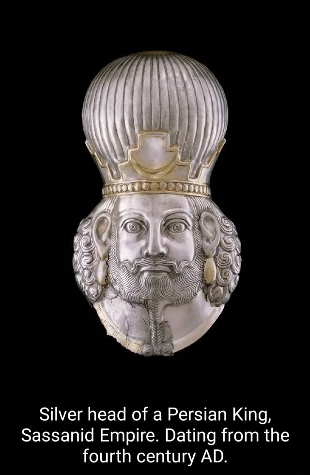 Silver head of a Persian King, Sassanid Empire. Dating from the fourth ...