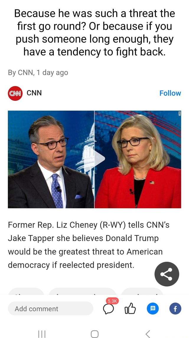 Because he was such a threat the first go round? Or because if you push ...