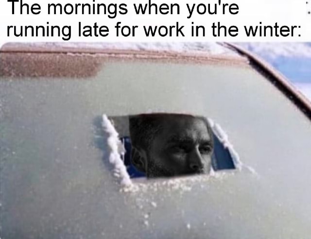 The mornings wnen youre running late for work in the winter: - iFunny