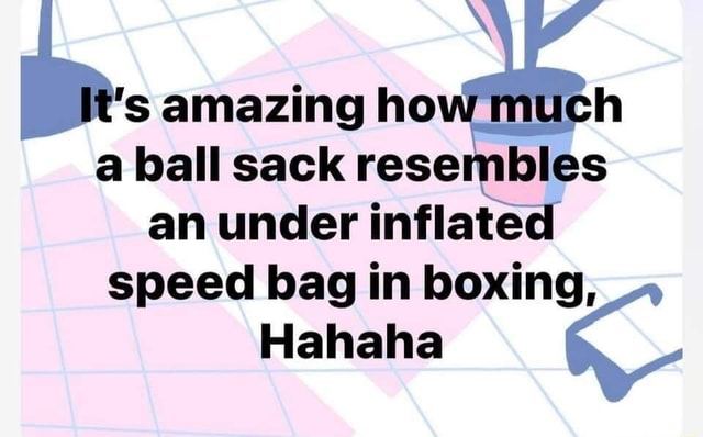 A ball sack resembles an under inflated speed bag in boxing, Hahaha 's ...