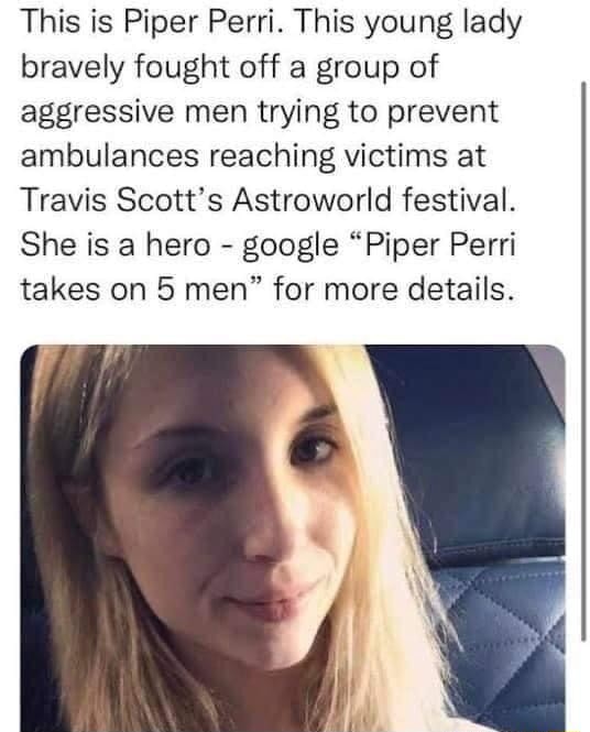 This is Piper Perri. This young lady bravely fought off a group of ...