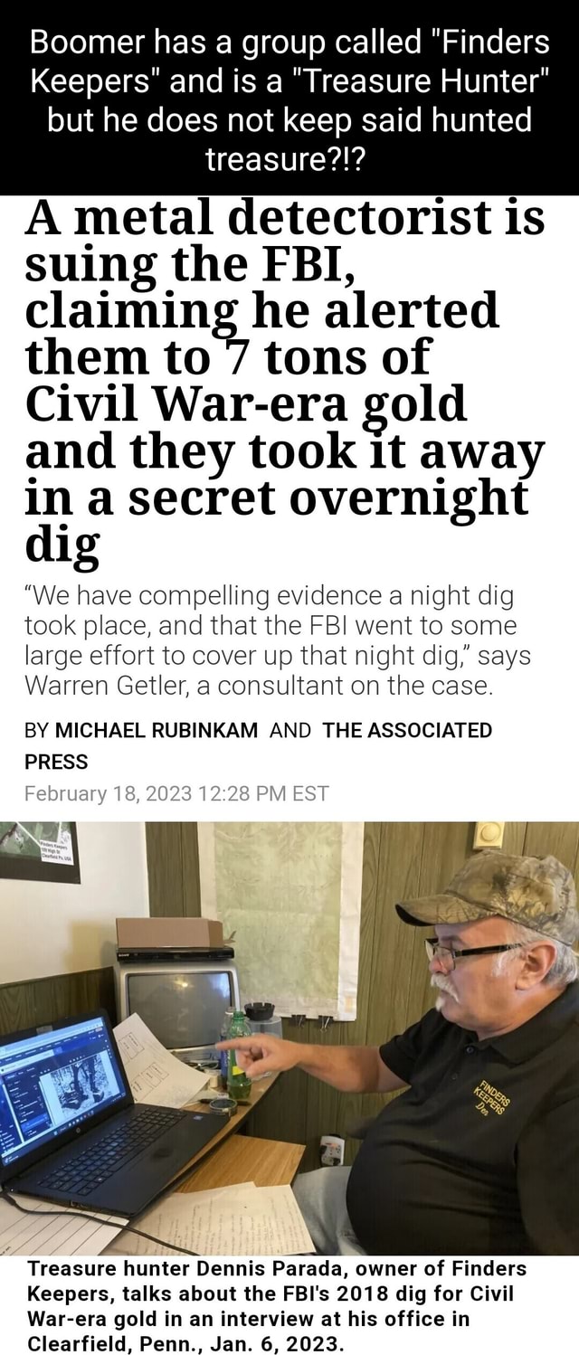 Boomer has a group called "Finders Keepers' and is a "Treasure Hunter ...