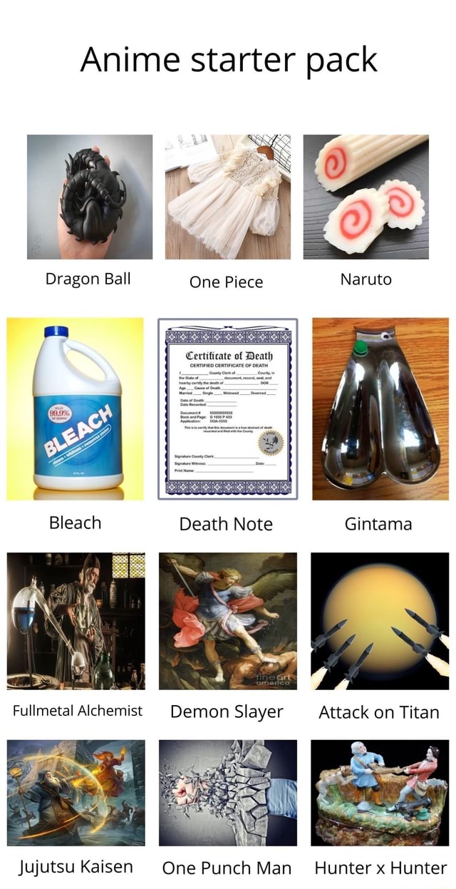 Anime starter pack Dragon Ball One Piece Naruto of Death Death Note ...
