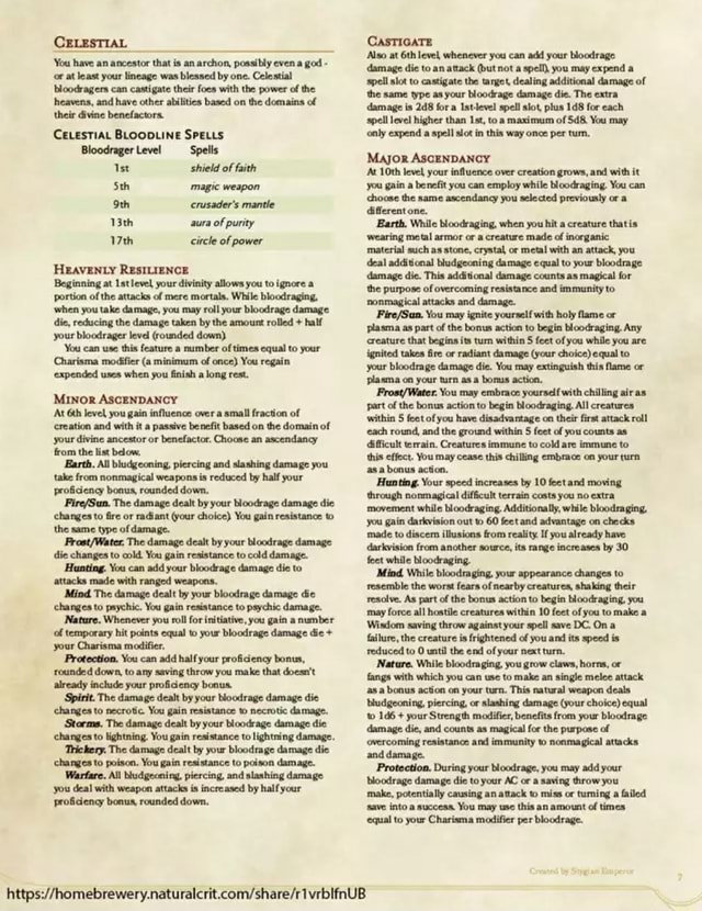 CELESTIAL 'You have an ancestor that is an archon, possibly even a god ...