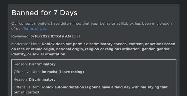 Banned for 7 Days Our content monitors have determined that your ...