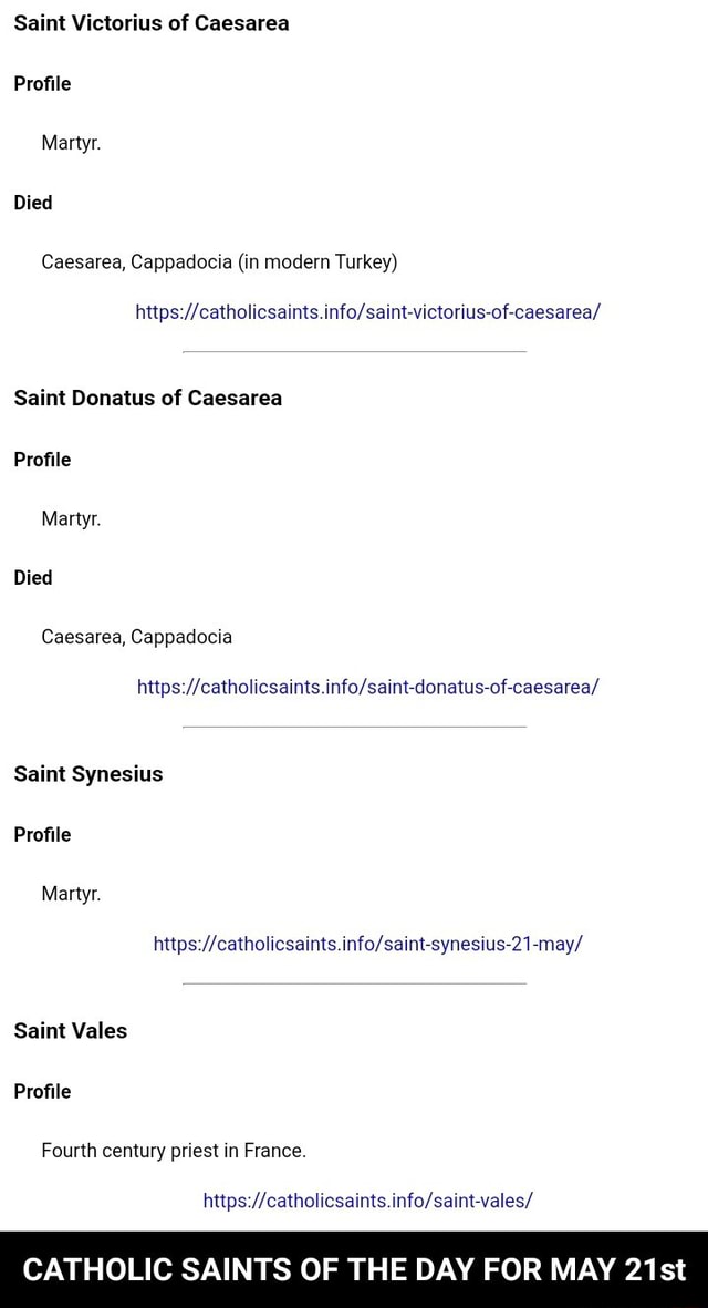 Saint Victorius of Caesarea Profile Martyr Died Caesarea, Cappadocia ...