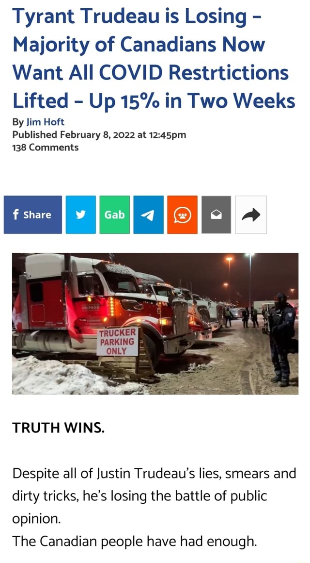 Tyrant Trudeau is Losing - Majority of Canadians Now Want All COVID ...