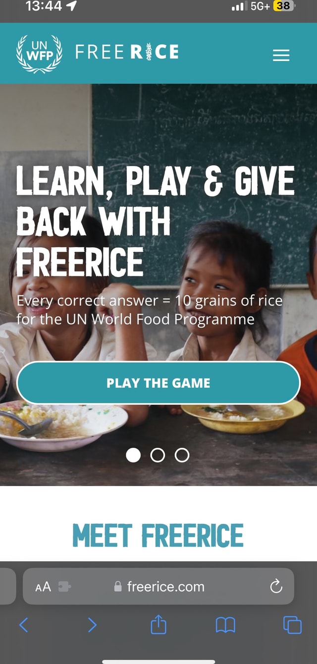 UN FREE RICE LEARN, PLAY & GIVE BACK WITH FREERICE Every correct answer ...