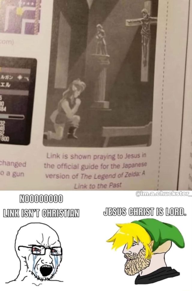 Link is shown praying to Jesus in hanged the official guide for the gu ...