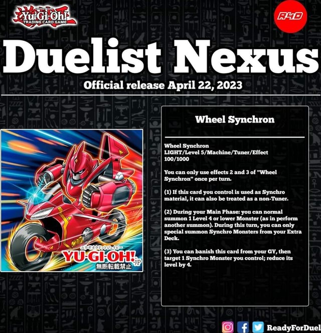 Duelist Nexus Official release April 22, 2023 Wheel Synchron Wheel ...