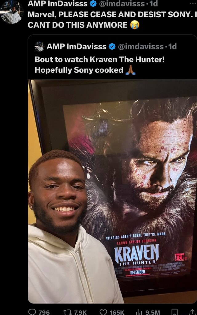 AMP ImDavisss @ @imdavisss- Marvel, PLEASE CEASE AND DESIST SONY. I ...