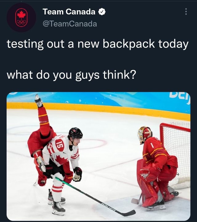 Team Canada testing out a new backpack today what do you guys think ...