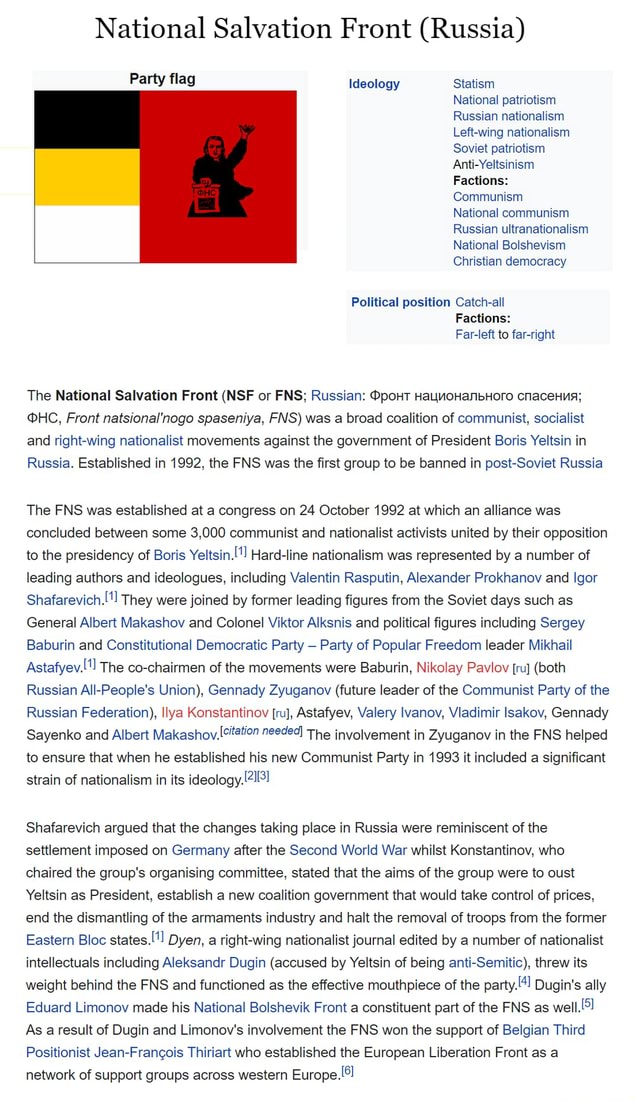 National Salvation Front (Russia) Party flag Ideology Statism National ...