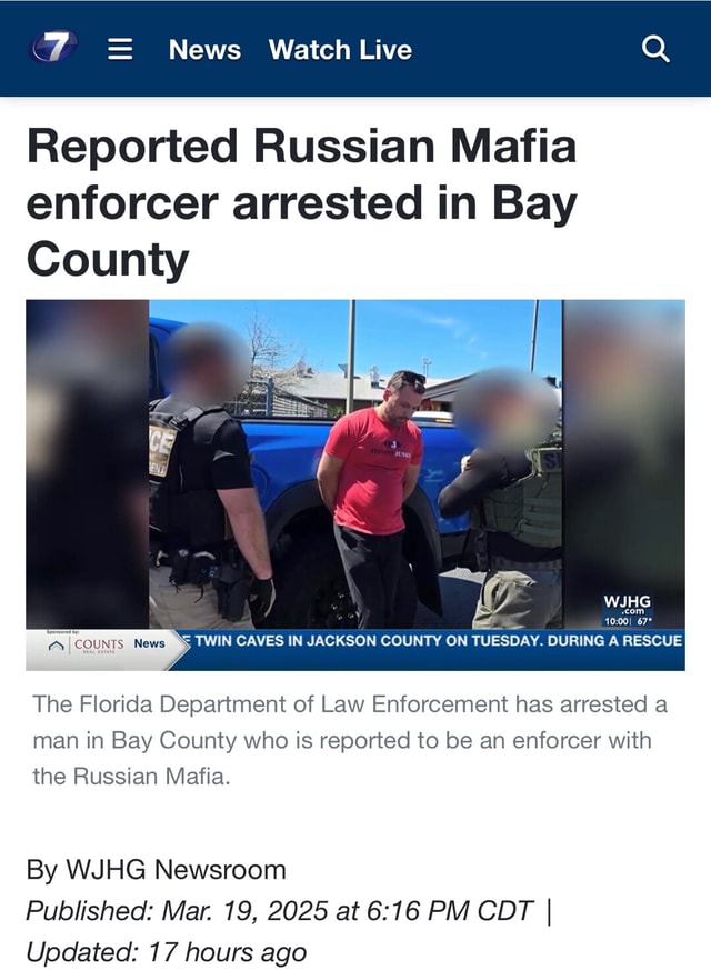 = News Watch Live Reported Russian Mafia enforcer arrested in Bay ...
