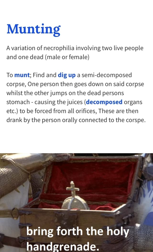 Munting Avariation of necrophilia involving two live people and one ...