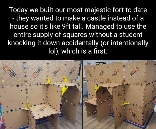 Today we built our most majestic fort to date - they wanted to make a ...