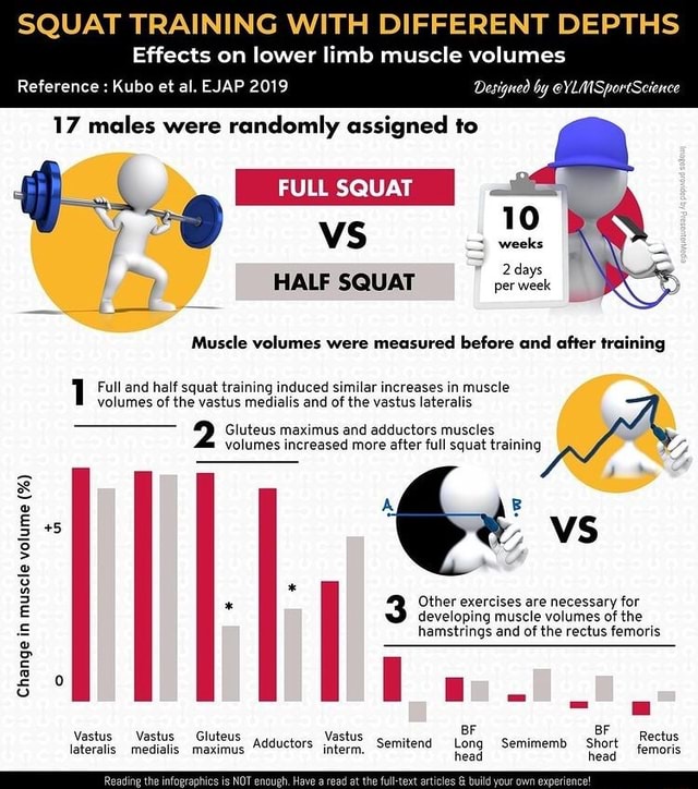 SQUAT TRAINING WITH DIFFERENT DEPTHS Effects on lower limb muscle volumes Reference : Kubo et al ...