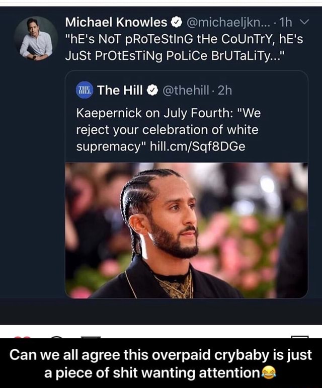 4 Michael Knowles @michaeljkn...-1h Y iti) The Hill O Ethehill- 2h ...