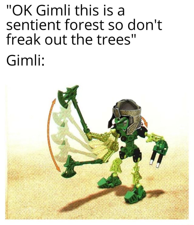 "OK Gimli this is a Sentient forest so don't freak out the trees" Gimli ...