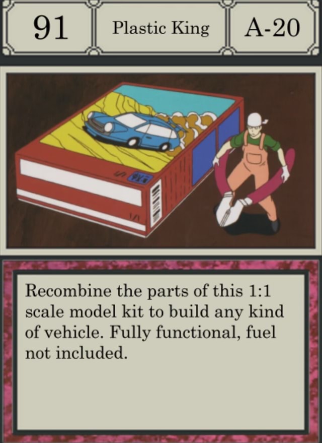 Plastic King 20 I Recombine the parts of this scale model kit to build ...