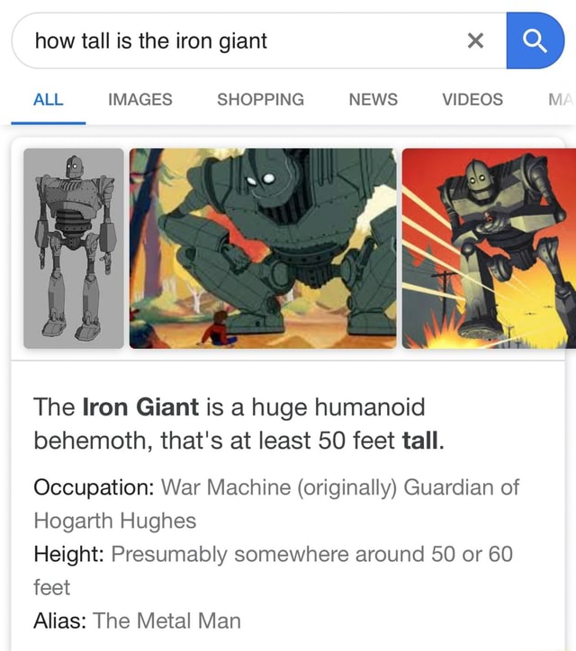 9 The Iron Giant is a huge humanoid behemoth, that's at least 50 feet ...