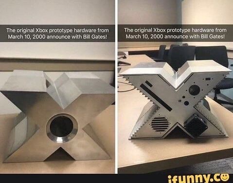 The original Xbox prototype hardivare from March 10 2000 announce with Bill Gates The original Xbox prototype hardiare from March 10 2000 announce with Bill Gates iFunny