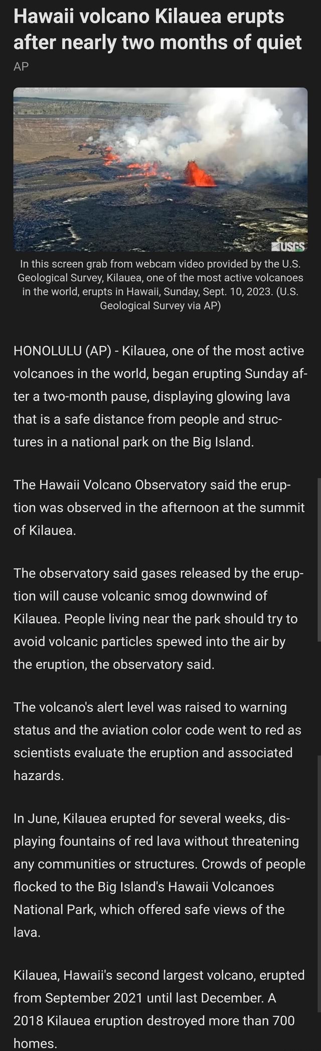 Hawaii Volcano Kilauea Erupts After Nearly Two Months Of Quiet Ap In