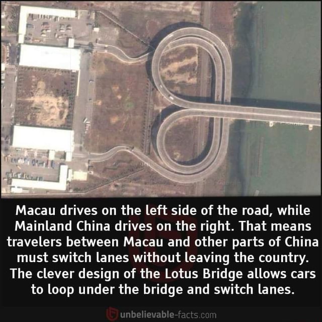 Macau drives on the left side of the road, while Mainland China drives ...