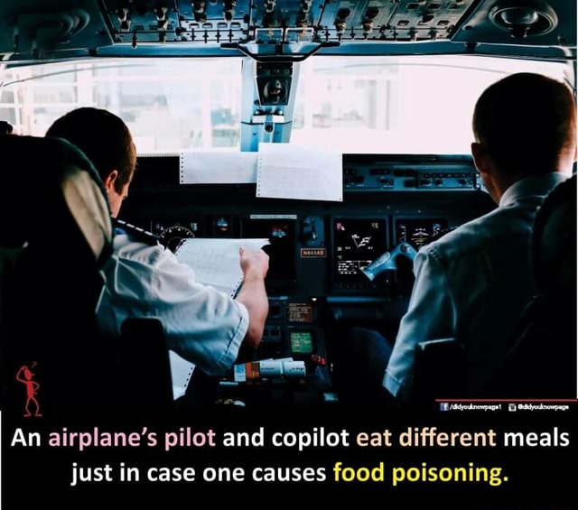 An airplane's pilot and copilot eat different meals just in case one ...